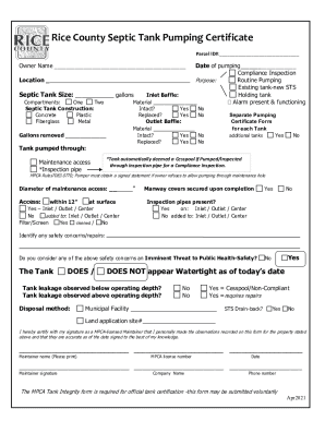 Fillable Online Compliance Inspection for Existing Septic Systems Fax ...