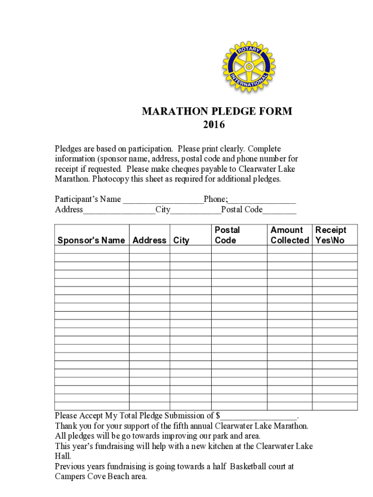 Fillable Online Pledge Form for One (1) Check Donation Fax Email Print ...