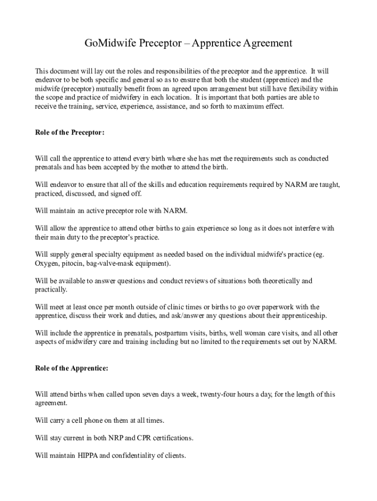 Fillable Online NARM-Preceptor-Student-Agreement-Template. ... Fax ...
