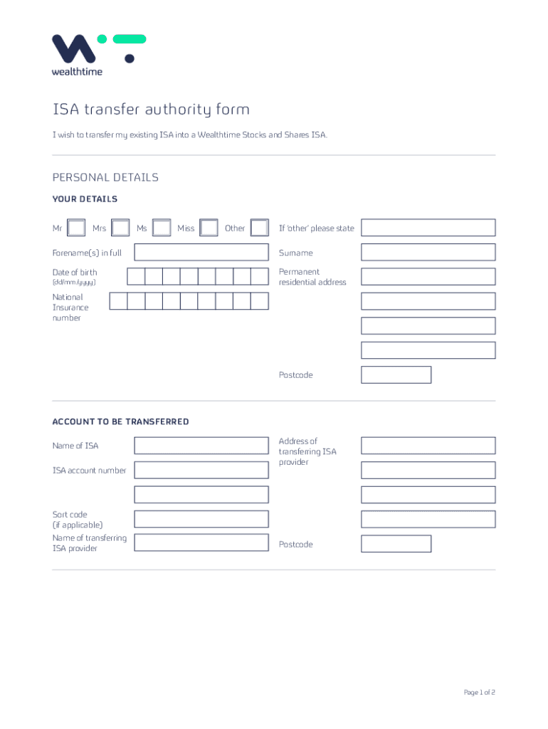 Fillable Online Filling in the transfer authority form - ISA Fax Email ...