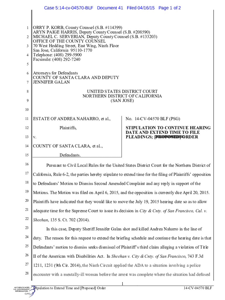 Fillable Online STIPULATION AND JOINT REQUEST TO CONTINUE ... Fax Email ...