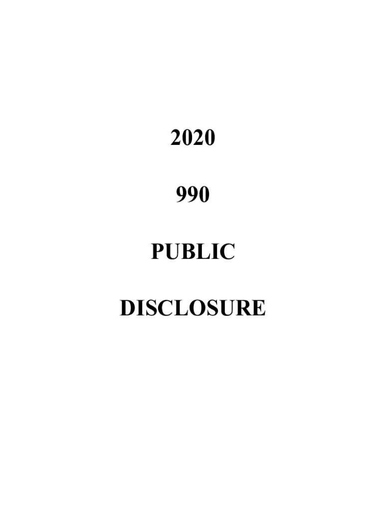 Fillable Online 2020 990 PUBLIC DISCLOSURE Fax Email Print - pdfFiller