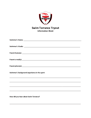 Fillable Online Tryout Information Sheet.docx Fax Email Print - pdfFiller