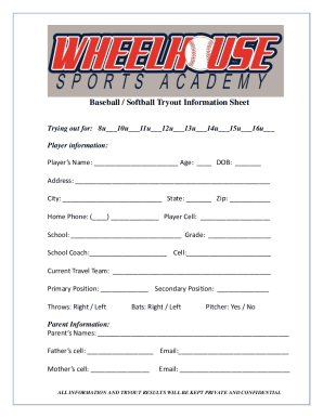 Fillable Online Baseball Tryout Evaluation Form - Fill Online ...