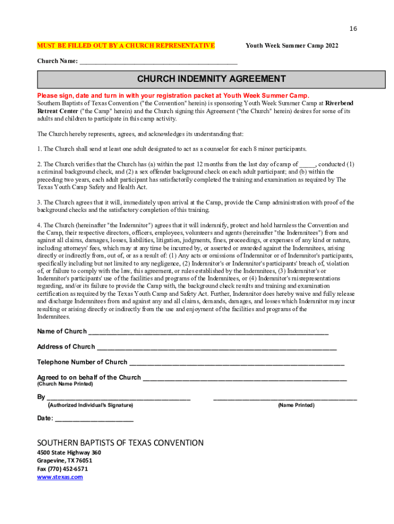 Fillable Online Church Camp Registration Form Template Fax Email Print ...