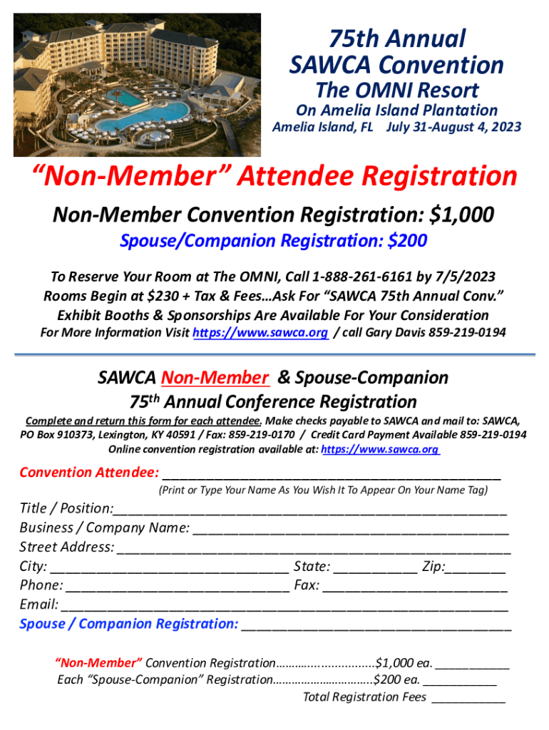 Fillable Online 2023-75th-Annual-Convention-Platinum-Registration-Form ...