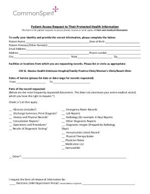 Fillable Online Patient Access Request to Their Protected Health ...