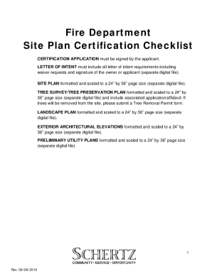 Fillable Online Fire Department Site Plan Certification Checklist Fax ...