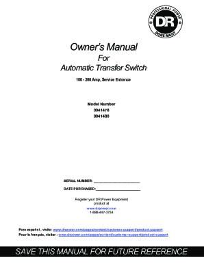 Fillable Online Generac Automatic Transfer Switch Owners Manual Fax ...