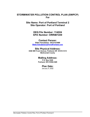 Fillable Online STORMWATER POLLUTION CONTROL PLAN (SWPCP) For Site ...