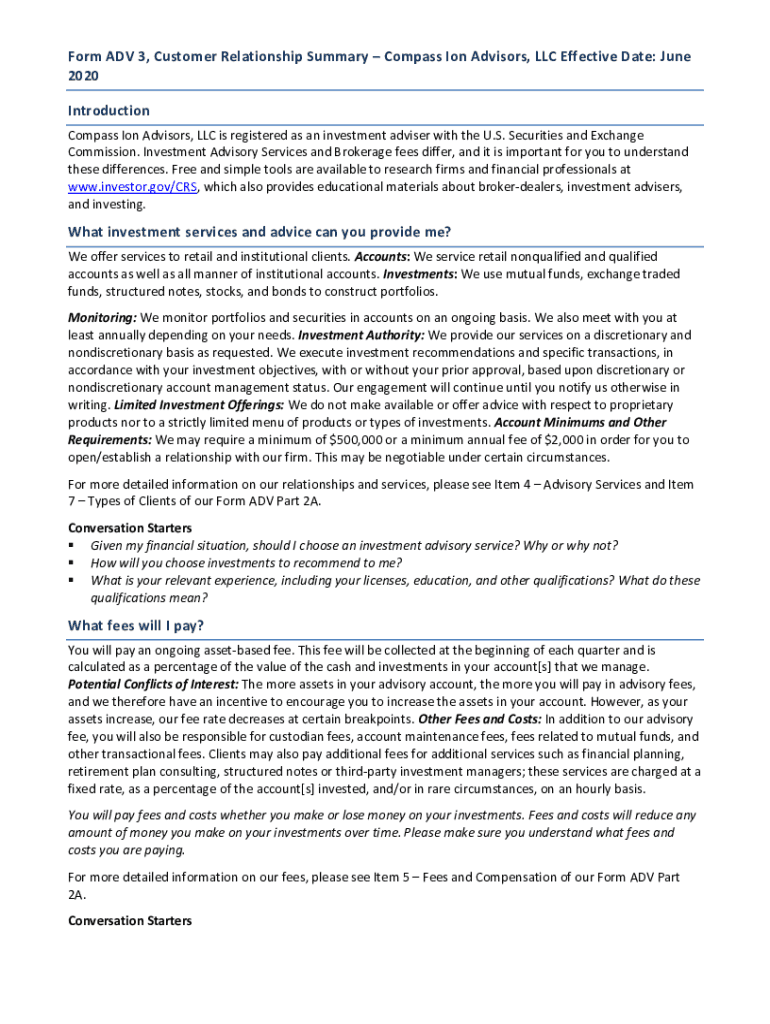 Fillable Online Form ADV 3, Customer Relationship Summary Fax Email Print - pdfFiller
