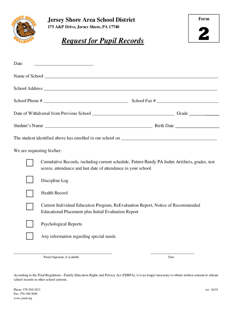 Fillable Online Jersey Shore Area School District - Education Fax Email Print - pdfFiller