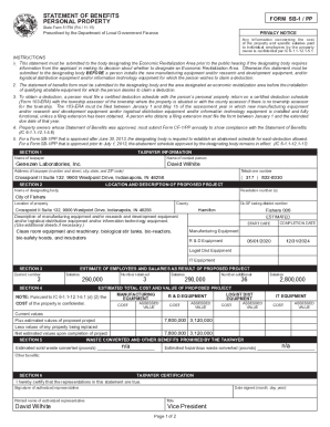 Fillable Online Statement Of Benefits Personal Property (Form SB-1-PP ...