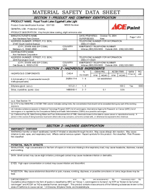 Fillable Online SAFETY DATA SHEET Complete Zero Interior Latex Eggshell ...
