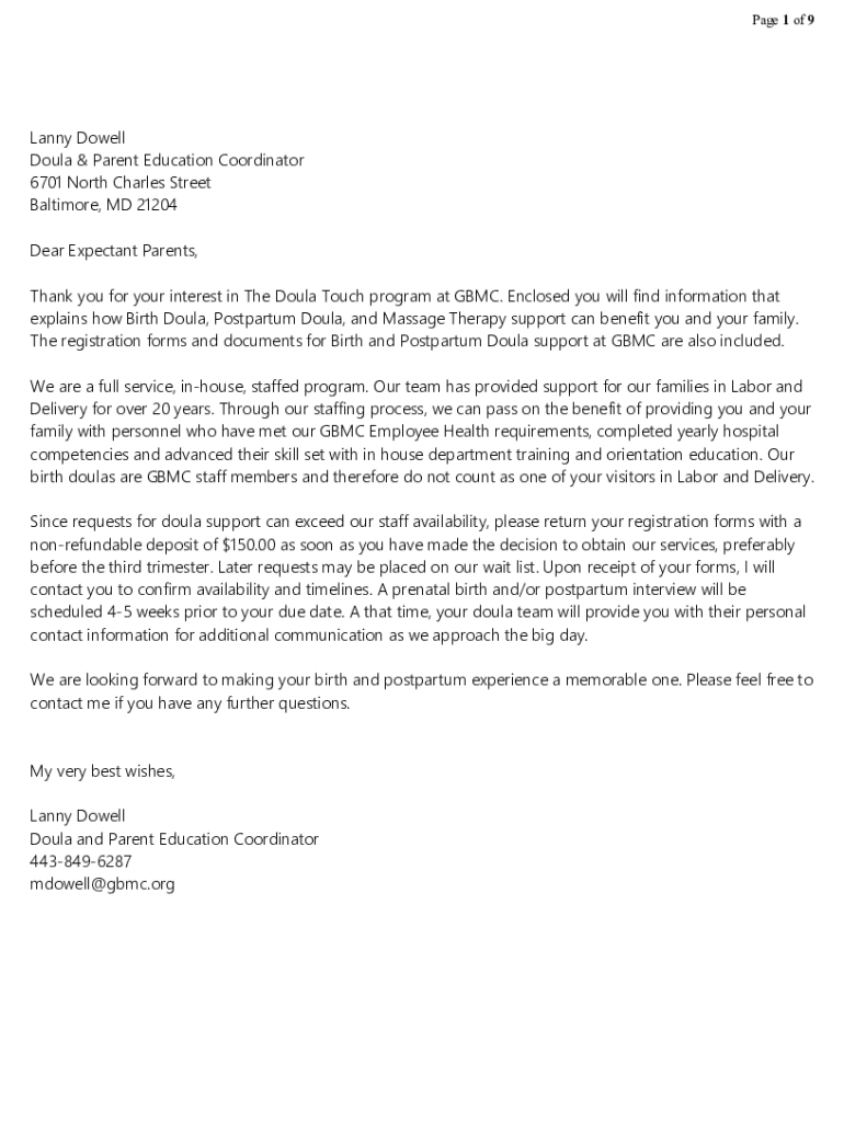 Fillable Online Registration doula forms email.doc Fax Email Print ...