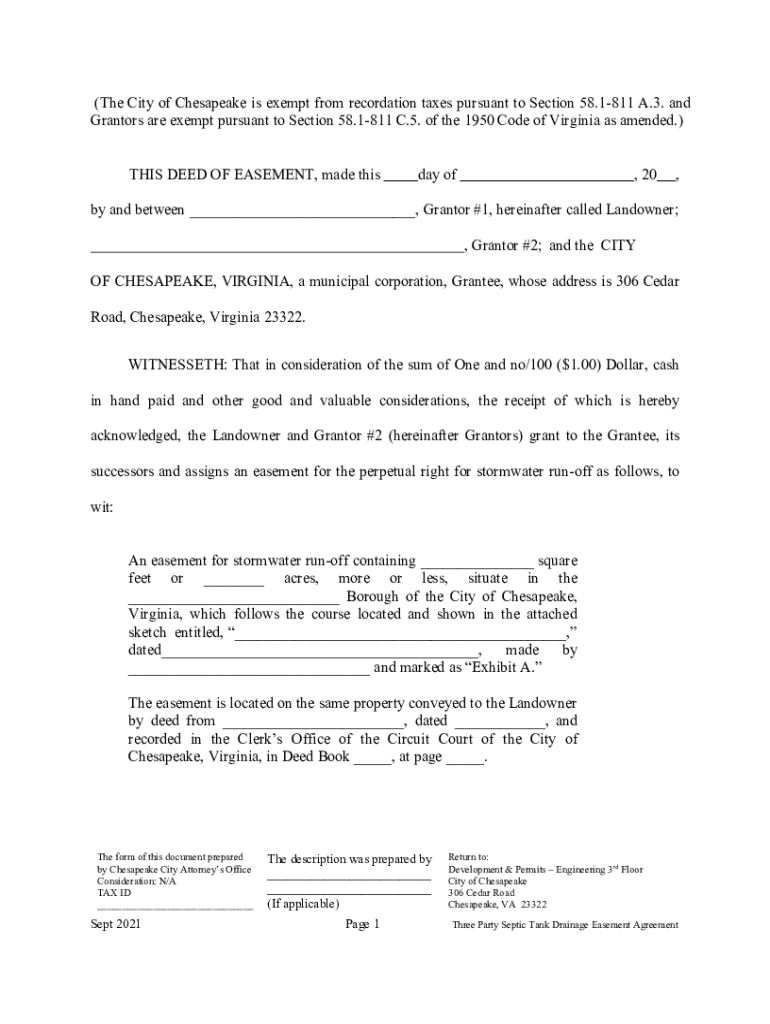 Fillable Online Deed of Easement & Maintenance Agreement for Churches Fax Email Print - pdfFiller