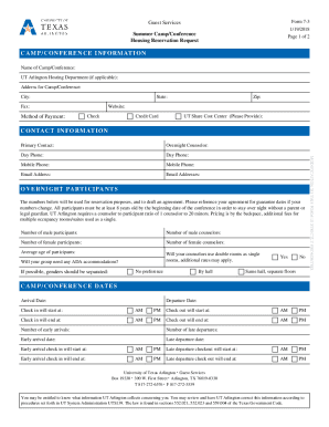 Fillable Online Conference Housing Reservation Request Form Fax Email Print - pdfFiller