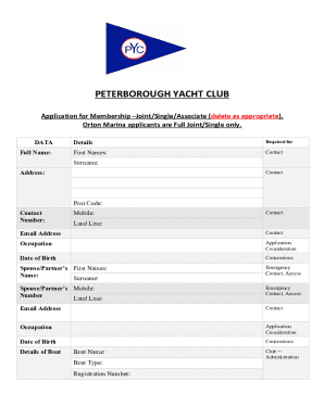 Fillable Online PYC Membership Application Form ... Fax Email Print ...