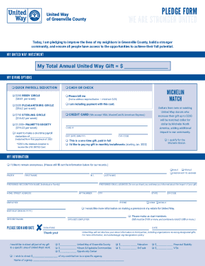 Fillable Online PLEDGE FORM UNITED WAY STARTS WITH U Fax Email Print ...