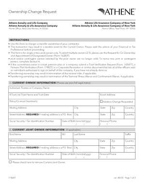 Fillable Online Change of Ownership Form Change of Beneficiary Form Fax ...