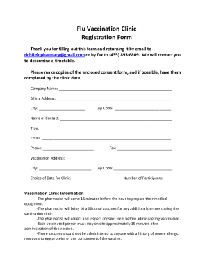 Fillable Online Flu Vaccination Clinic Registration Form - SpaceCraft ...