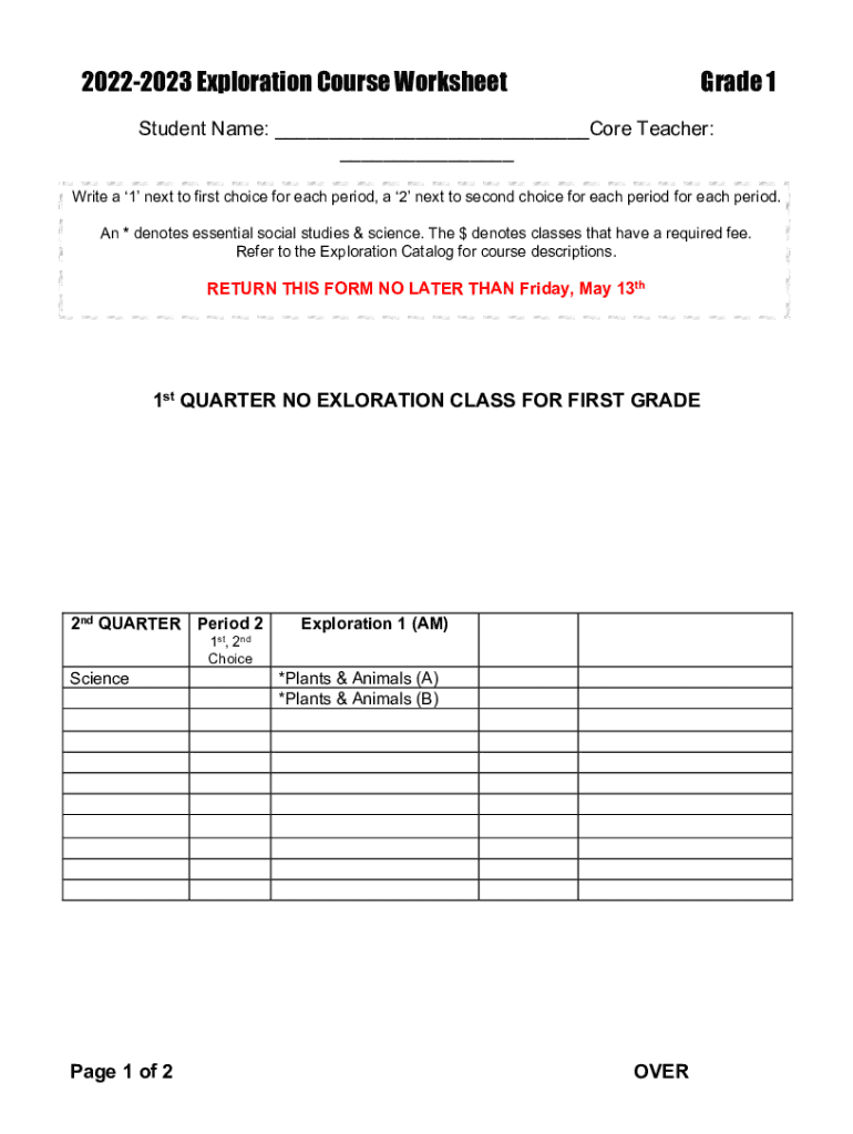Fillable Online Farnell Middle School 8th Grade Elective Worksheet Fax Email Print - pdfFiller