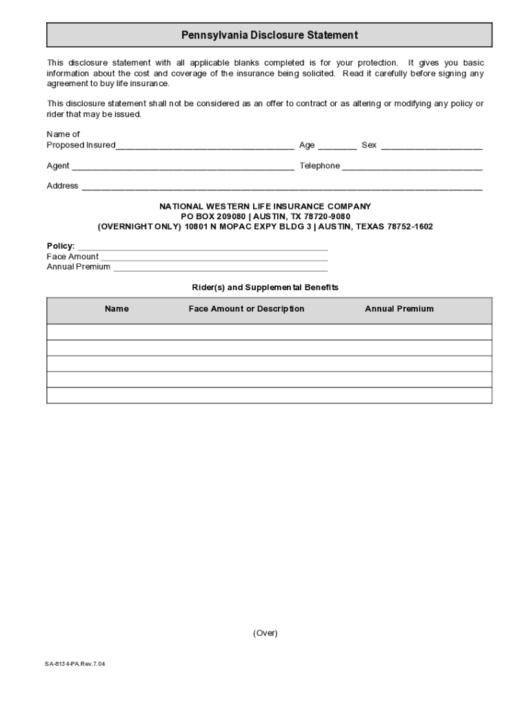 Fillable Online Section 83.3 - Disclosure statement, 31 Pa. Code83.3 ...