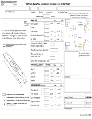 Fillable Online ADA Curb Ramp Inspection Form - End of Walk Fax Email ...