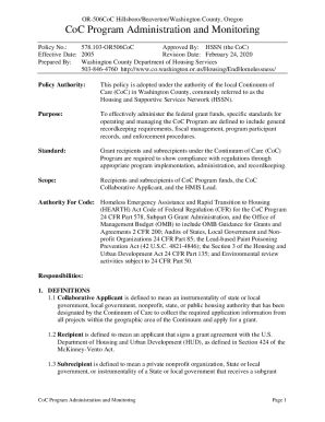 Fillable Online CoC Program Administration and Monitoring Fax Email ...