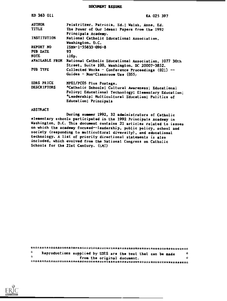 Fillable Online Papers from the Principals Academy / Anne Walsh, Ed ...