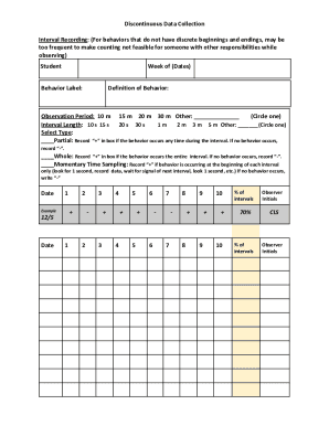 Fillable Online stemedresearch siu Discontinuous Data Collection ...