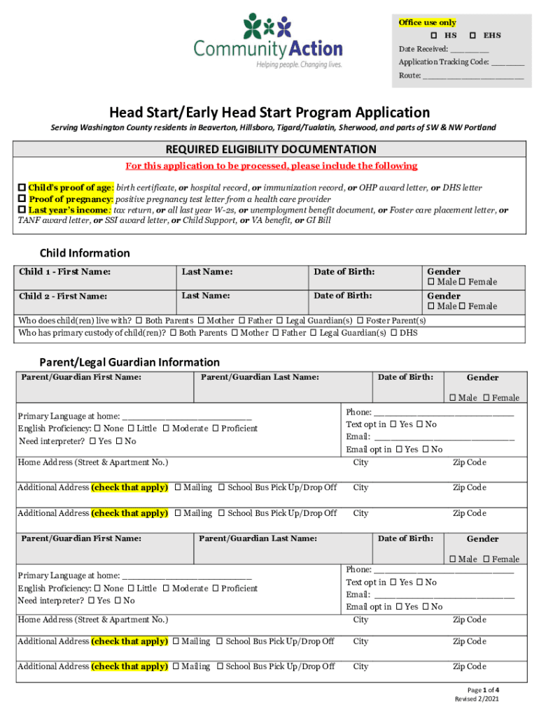 Fillable Online Early Head Start (0-3 Years) : Head Start : Services ...