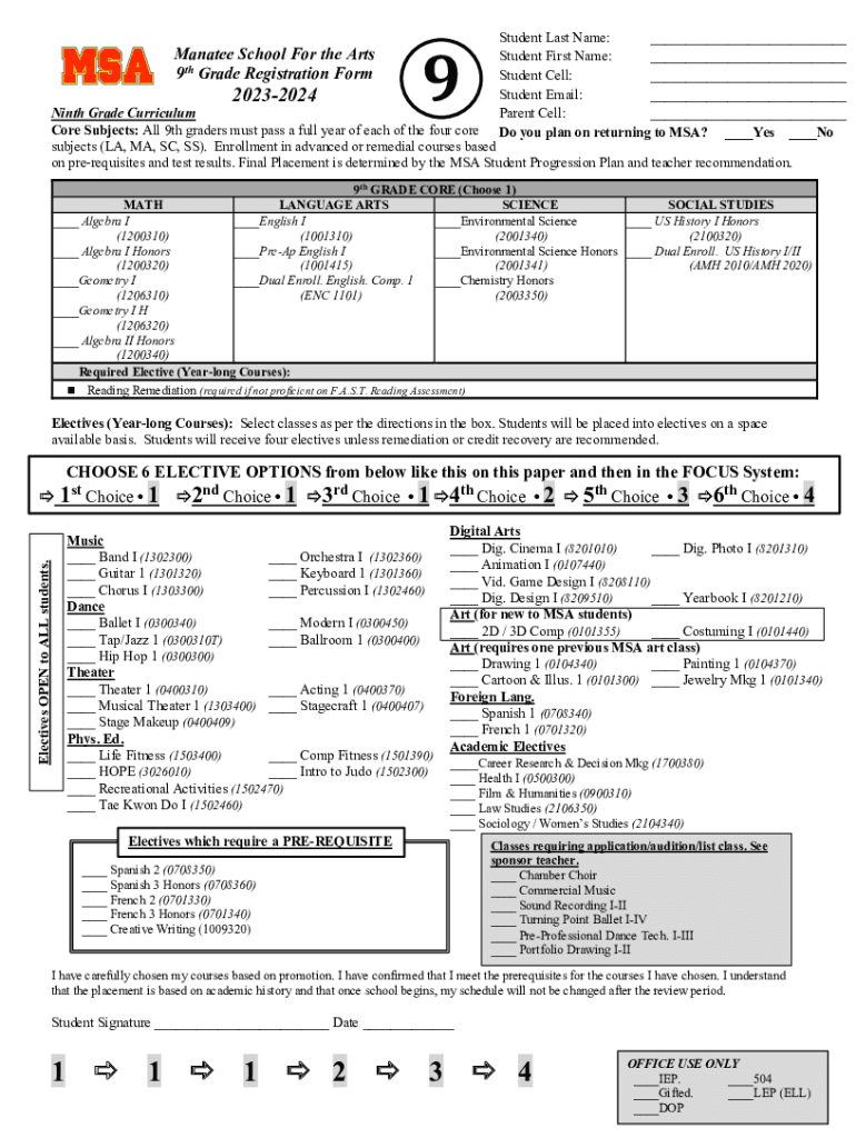 Fillable Online 2023-2024 MSA Class Registration/Request Forms Fax Email Print - pdfFiller