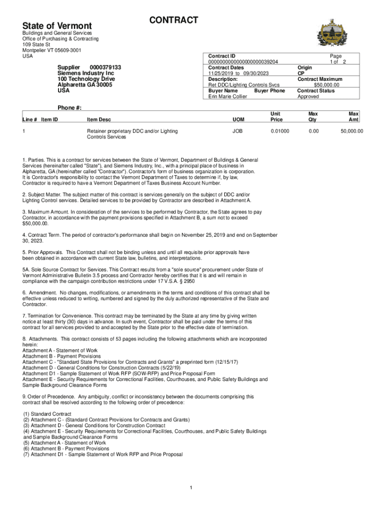 Fillable Online bgs vermont State Government E-Procurement in the Information Age Fax Email ...