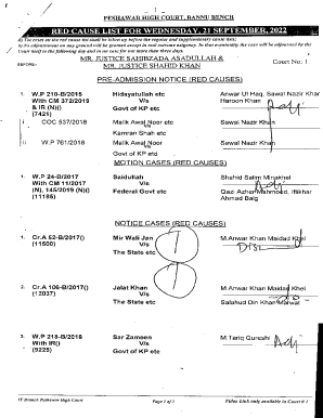 Fillable Online Red Cause List... Fax Email Print - pdfFiller