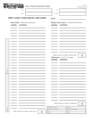 Fillable Online Deck Registration Sheet - Editable PDF Form - Magic ...