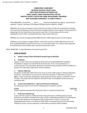 Fillable Online SUBRECIPIENT AGREEMENT BETWEEN SISKIYOU ... Fax Email ...