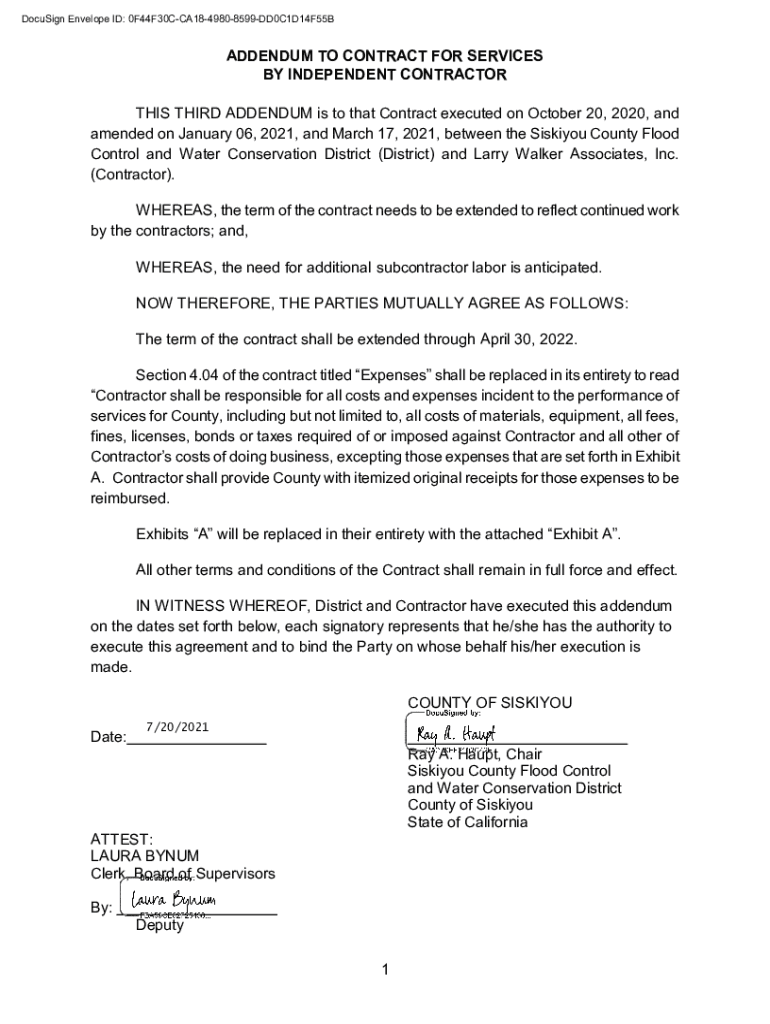 Fillable Online addendum to contract for services Fax Email Print - pdfFiller