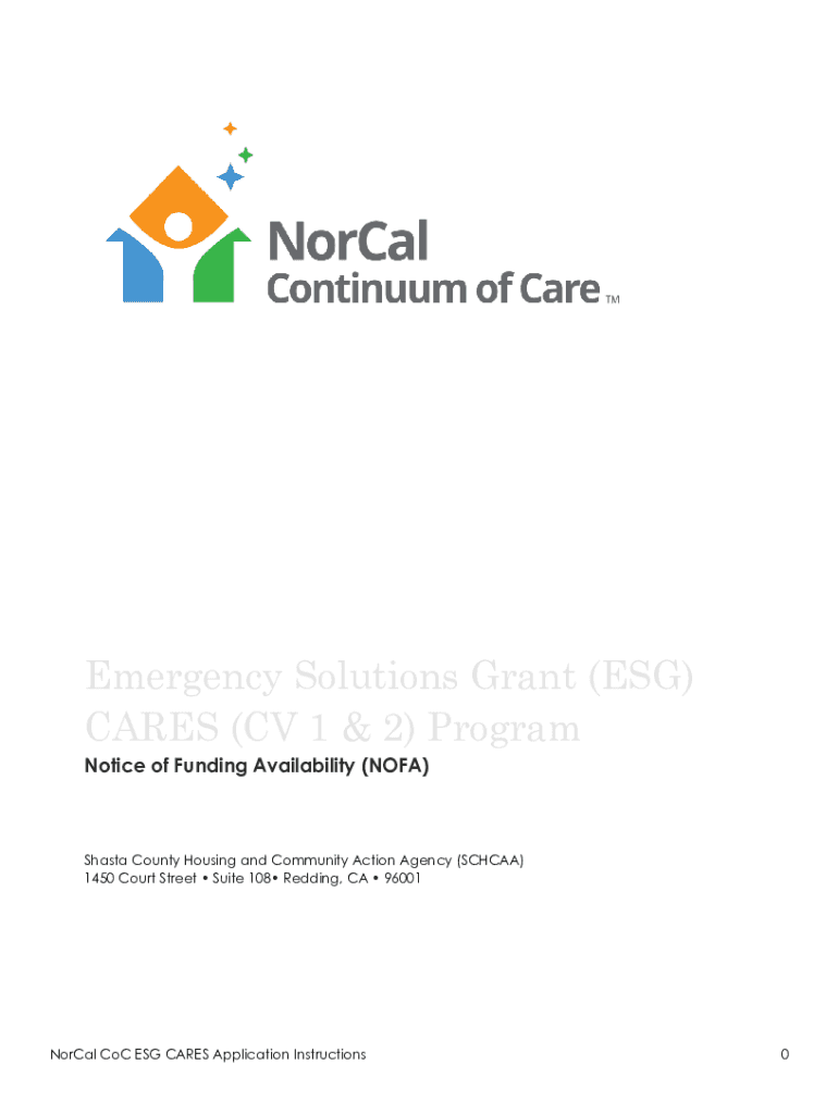 Fillable Online Emergency Solutions Grant (ESG) CARES (CV 1 & 2 ...