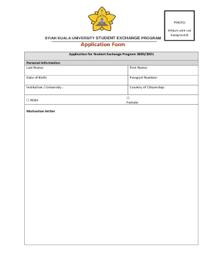 Fillable Online STUDENT EXCHANGE PROGRAM APPLICATION FORM Fax Email ...