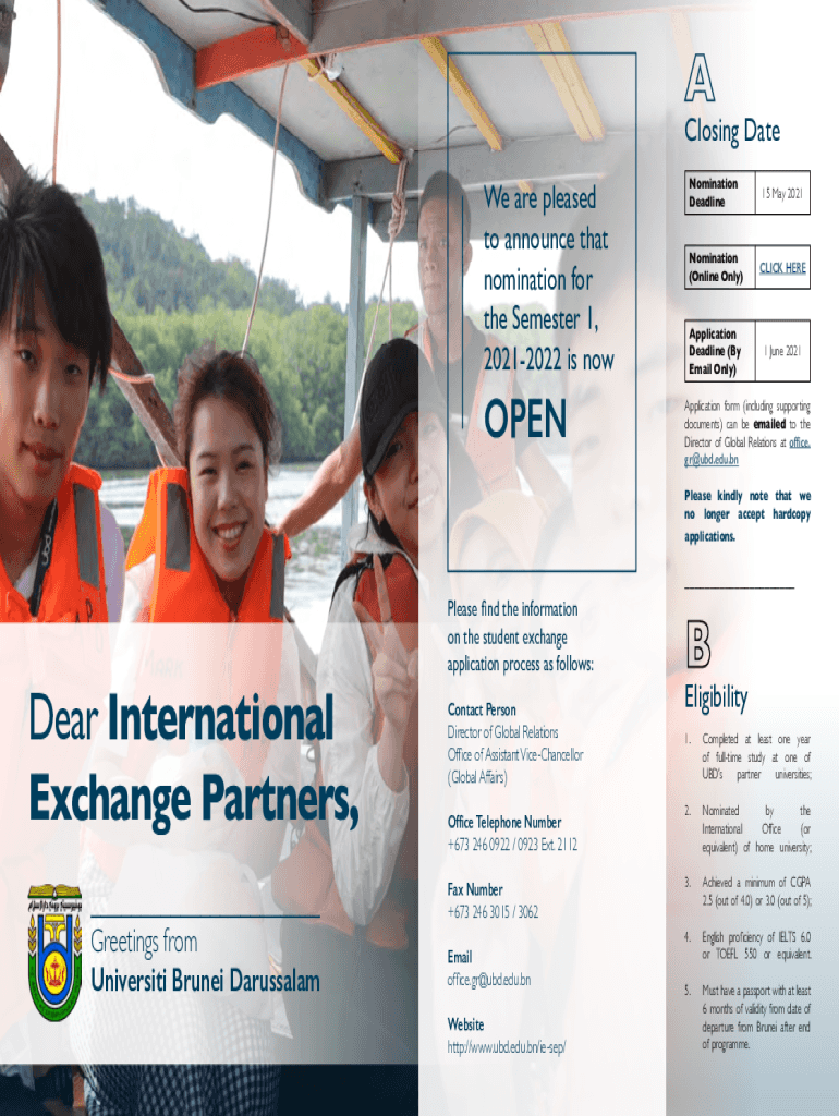 Fillable Online Dear International Exchange Partners, A B Fax Email ...