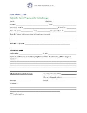 Fillable Online Process to file a claim for vehicle damage from ...