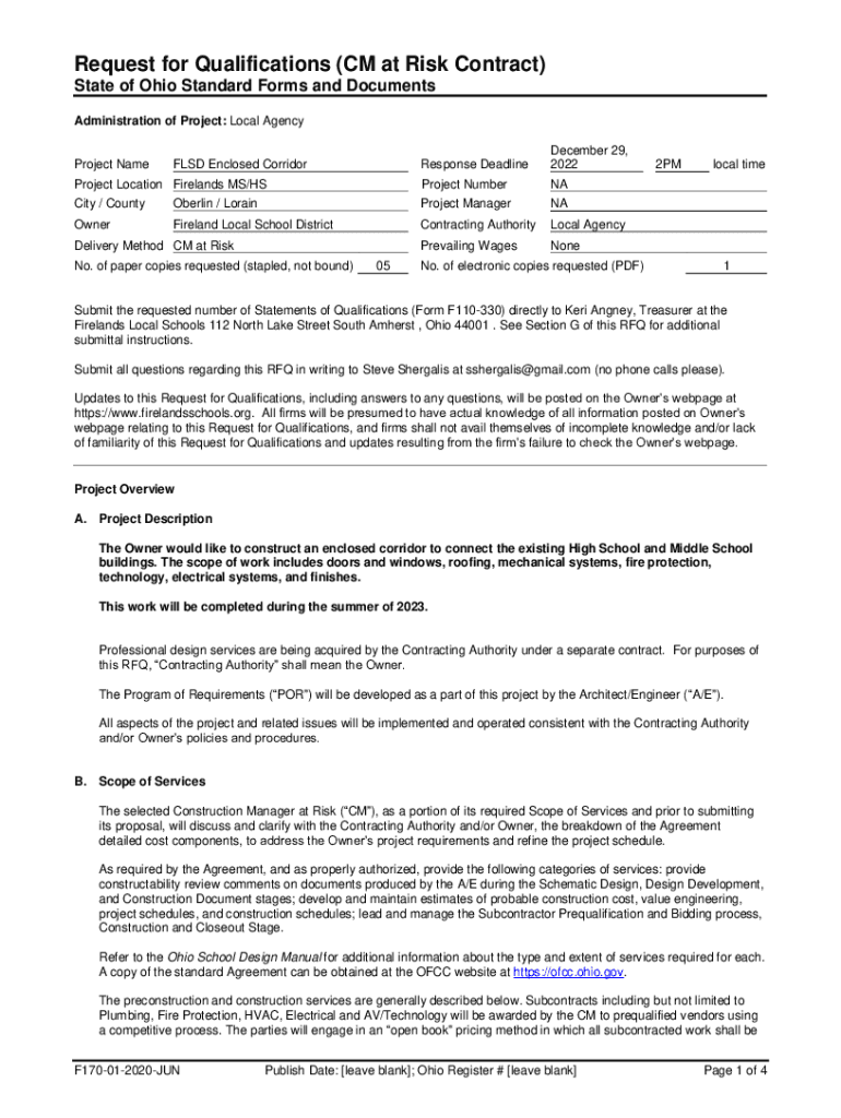 Fillable Online Construction Manager at Risk (CMAR) Contracting Fax ...