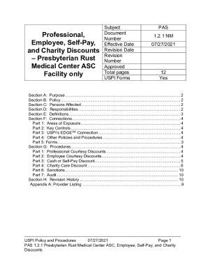 Fillable Online Professional, Employee, Self-Pay, and Charity Discounts ...