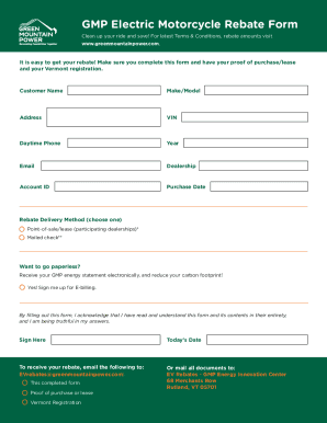 Fillable Online GMP Electric Vehicle Rebate Form Fax Email Print ...