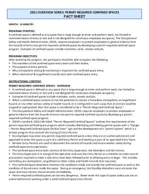 Fillable Online PERMIT-REQUIRED CONFINED SPACES FACT SHEET Fax Email Print - pdfFiller