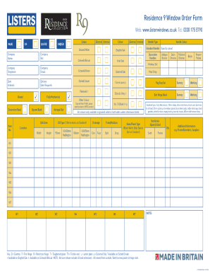 Fillable Online Residence 9 Window Order Form Fax Email Print - pdfFiller