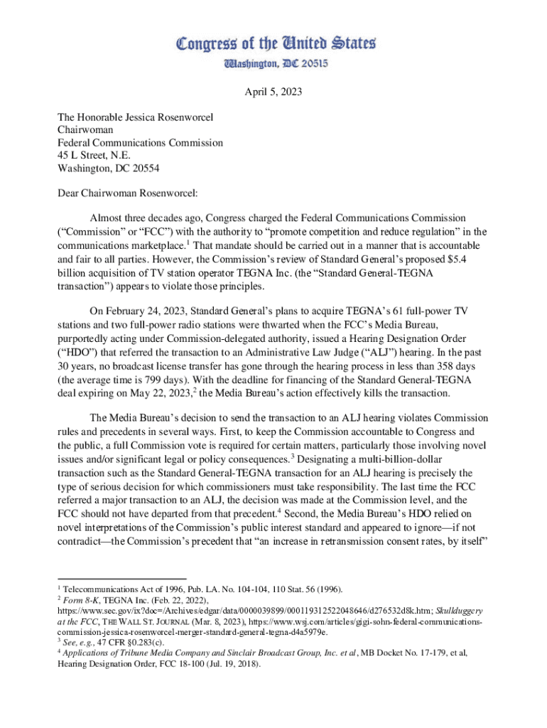 Fillable Online 03222023 Letter to FCC on National Broadband Map ...