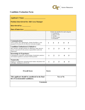 Fillable Online Interview Evaluation Form Template Fax Email Print ...