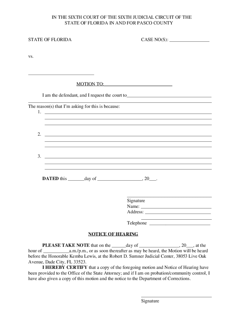 Fillable Online IN THE SIXTH COURT OF THE SIXTH JUDICIAL CIRCUIT OF THE ...